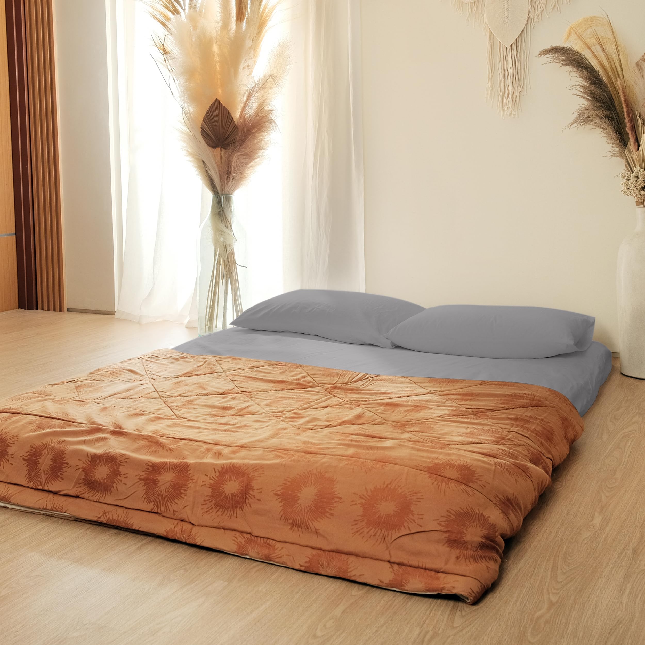 Native Nest Japanese Futon Floor Mattress - Medium Firm Futon Mattress for Sleeping - Shikibuton - Foldable and Portable Japanese Bed (Grey, Twin)