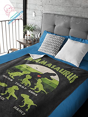 Personalized Mamasaurus Blanket Custom Rex Name , Mama Dinosaurs, Custom Dinosaur Mom Mom Birthday Gifts Custom Fleece Sherpa Blanket