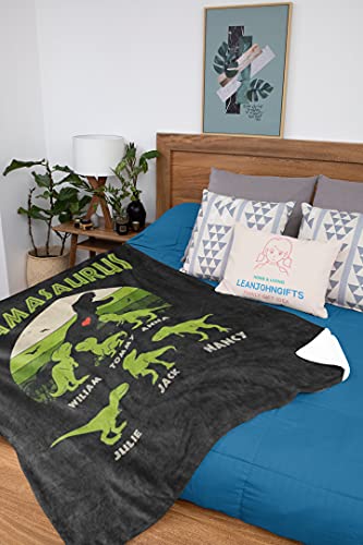 Personalized Mamasaurus Blanket Custom Rex Name , Mama Dinosaurs, Custom Dinosaur Mom Mom Birthday Gifts Custom Fleece Sherpa Blanket