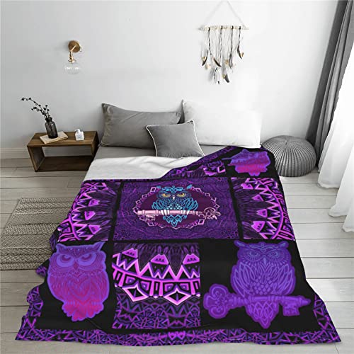 Owl Throw Cute Cartoon Animal Blanket Ultra Soft Warm Cozy Lightweight Microfiber Blankets Flannel Sherpa Fuzzy Plush Throws for Sofa Couch Bedding All Season 60"x50"