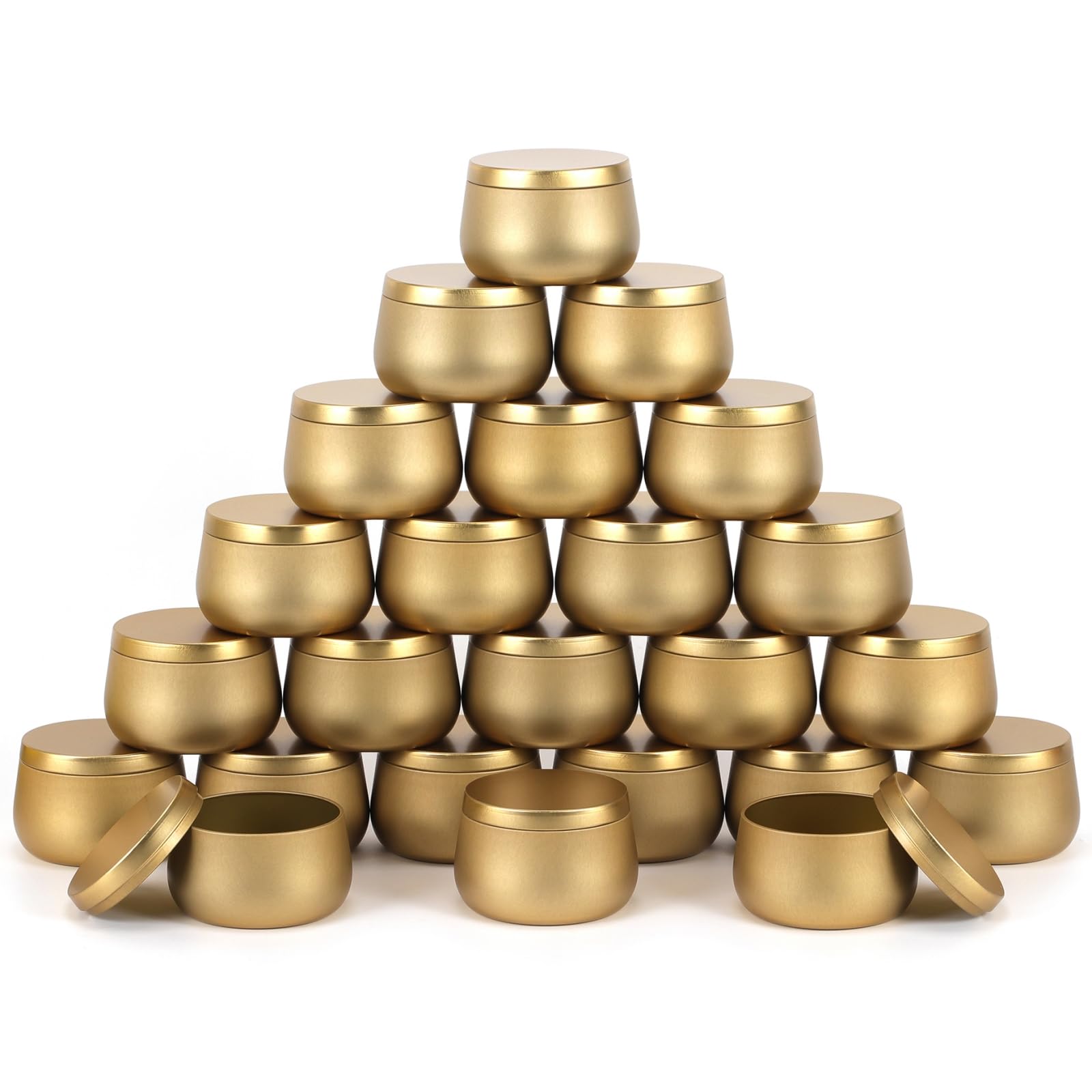 SONVIIBOX 8oz Gold Candle Tins for Making Candles 24 Pack - Candle Jars 8 oz Tin Bulk Candle Jars with Lids for Candle Making (Gold)