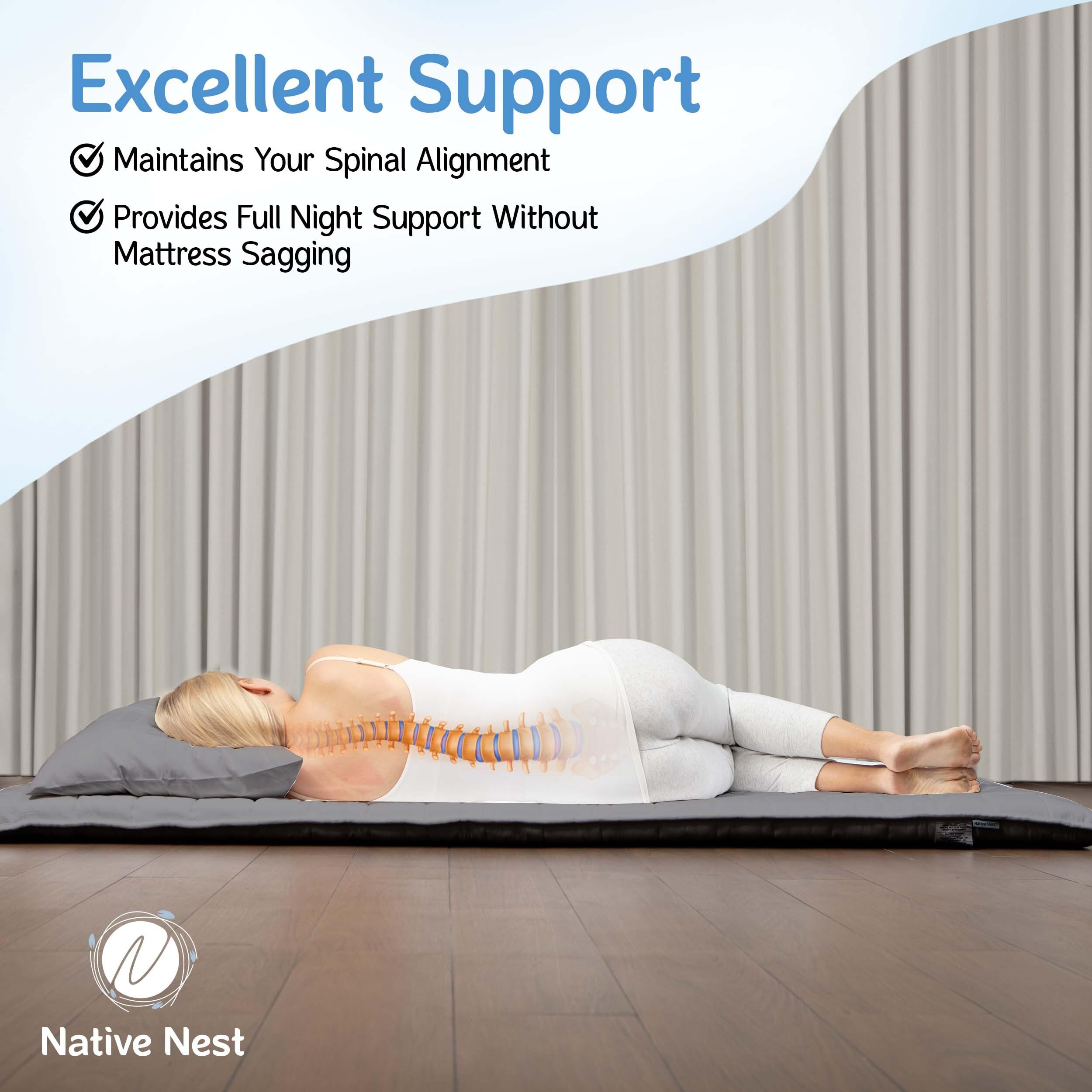 Native Nest Japanese Futon Floor Mattress - Medium Firm Futon Mattress for Sleeping - Shikibuton - Foldable and Portable Japanese Bed (Grey, Twin)