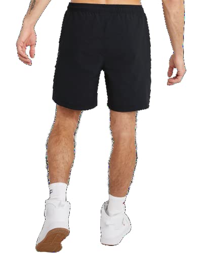 Champion, Lightweight, Hybrid Gym Shorts for Men, 7", Black Waves Script, Large