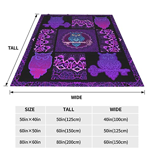 Owl Throw Cute Cartoon Animal Blanket Ultra Soft Warm Cozy Lightweight Microfiber Blankets Flannel Sherpa Fuzzy Plush Throws for Sofa Couch Bedding All Season 60"x50"