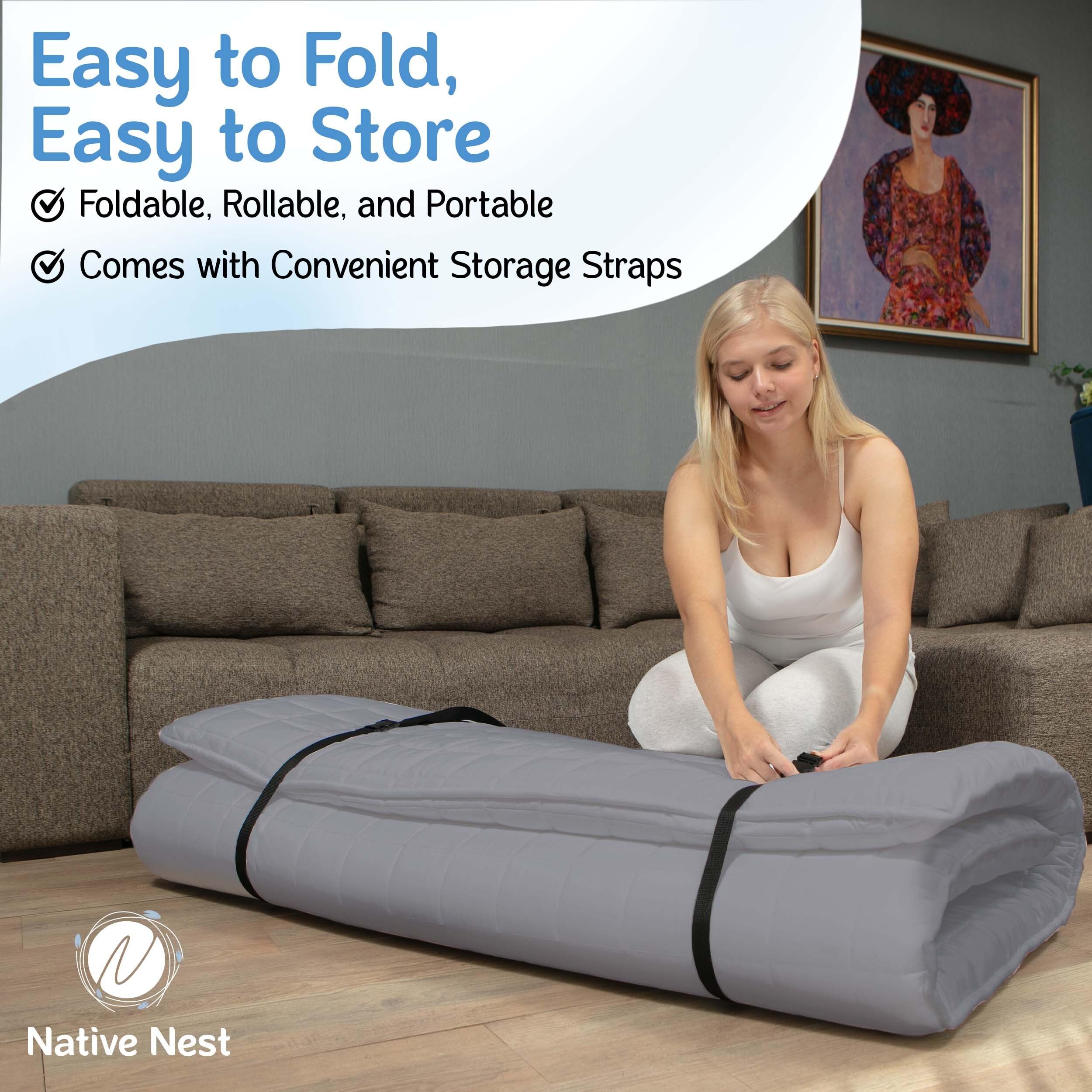 Native Nest Japanese Futon Floor Mattress - Medium Firm Futon Mattress for Sleeping - Shikibuton - Foldable and Portable Japanese Bed (Grey, Twin)