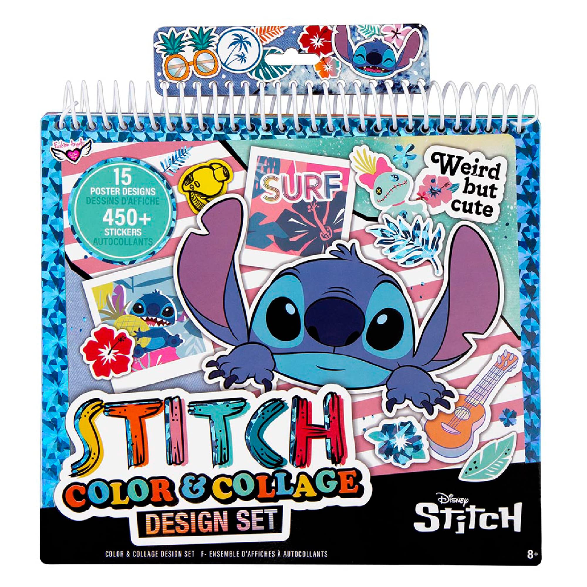 Fashion Angels Disney Stitch Color & Collage Design Set - 15 Colorable Lilo and Stitch Posters - Add Your Own Designs with 7 Included Sticker Sheets - Ages 8 and Up