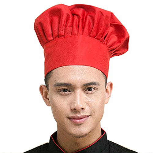Hyzrz Set of 3 Pack Adult Chef Hat Adult Adjustable Elastic Baker Kitchen Cooking Chef Cap 3 Pieces (Multicolor)