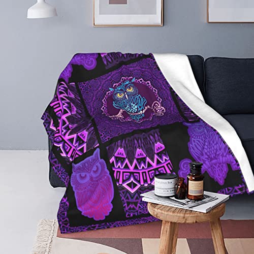 Owl Throw Cute Cartoon Animal Blanket Ultra Soft Warm Cozy Lightweight Microfiber Blankets Flannel Sherpa Fuzzy Plush Throws for Sofa Couch Bedding All Season 60"x50"