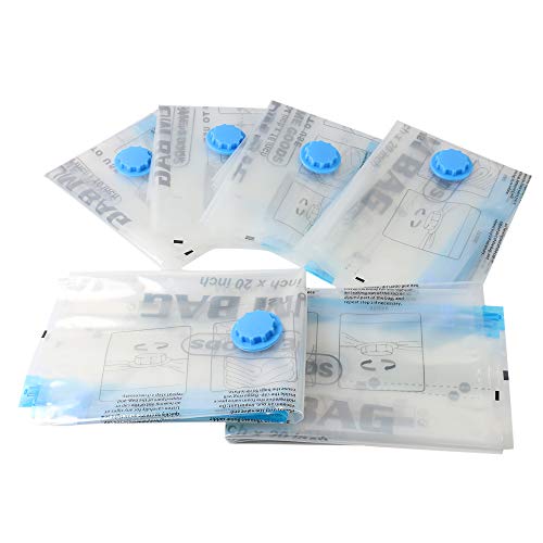 US Home Goods Vacuum Storage Compression Seal Bags, Space Saver for Clothes, Bedding, Blanket, Comforter with Hand-Pump for Travel, Clear, 6 Pack: 2xSmall, 2xMiddle, 2xLarge