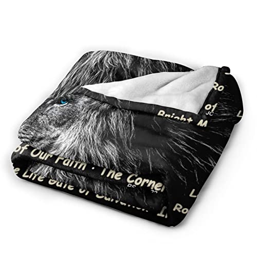 Bible Verse Blanket Christian Gifts (50x40inch)- Religious Throw Blanket Soft Lightweight Cozy Plush Warm Lion Blankets for Women Men