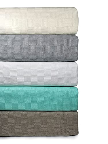 Maura All Season Bamboo Cotton Decorative Thermal Bed Blankets, Classic Basket Wave Breathable, Super Soft, Cozy Blanket and Perfect for Layering Any Bed. King Large Size 108βx 90β