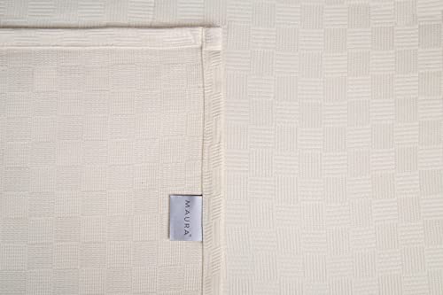 Maura All Season Bamboo Cotton Decorative Thermal Bed Blankets, Classic Basket Wave Breathable, Super Soft, Cozy Blanket and Perfect for Layering Any Bed. King Large Size 108βx 90β