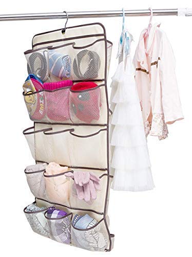 Double Sided 30 Pockets Hanging Underwear OrganizerĀ for Underwear, Stocking, Toiletries Accessories, Bra, Sock, Mesh Pockets & Rotating Metal Hanger