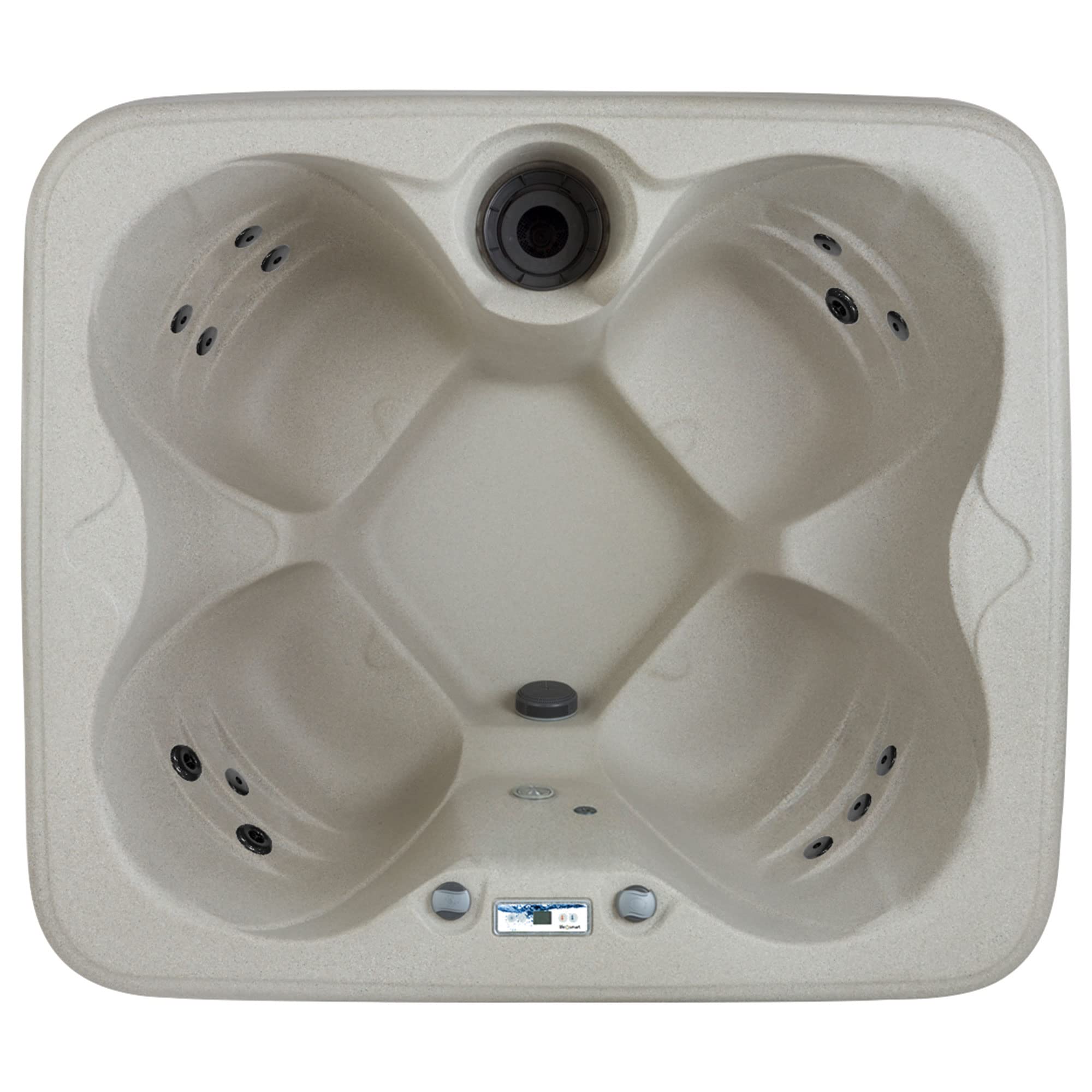 LifeSmart 4-Person Hot Tub, Outdoor Spa w/ Cover and LED Lights, Square, Beige