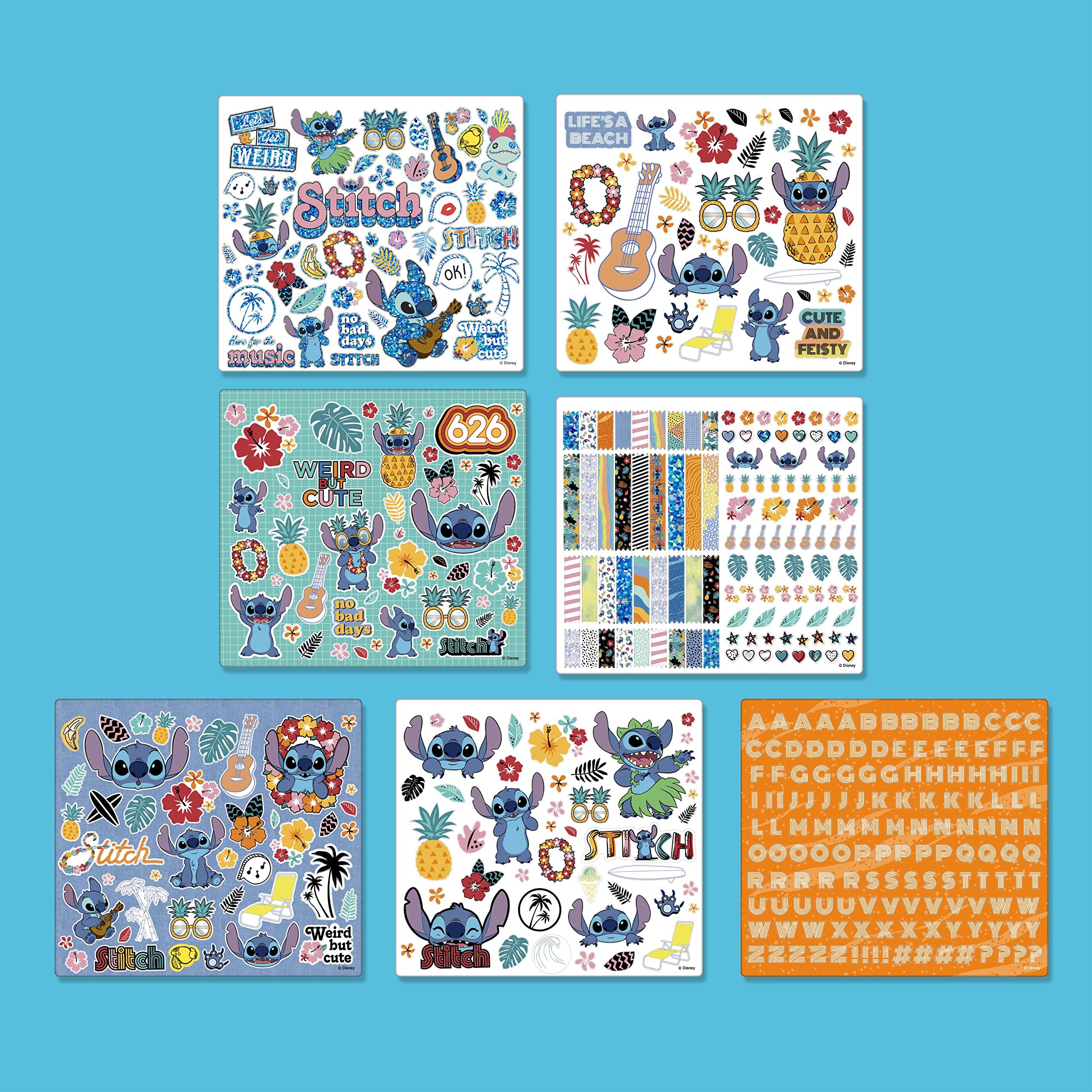 Fashion Angels Disney Stitch Color & Collage Design Set - 15 Colorable Lilo and Stitch Posters - Add Your Own Designs with 7 Included Sticker Sheets - Ages 8 and Up