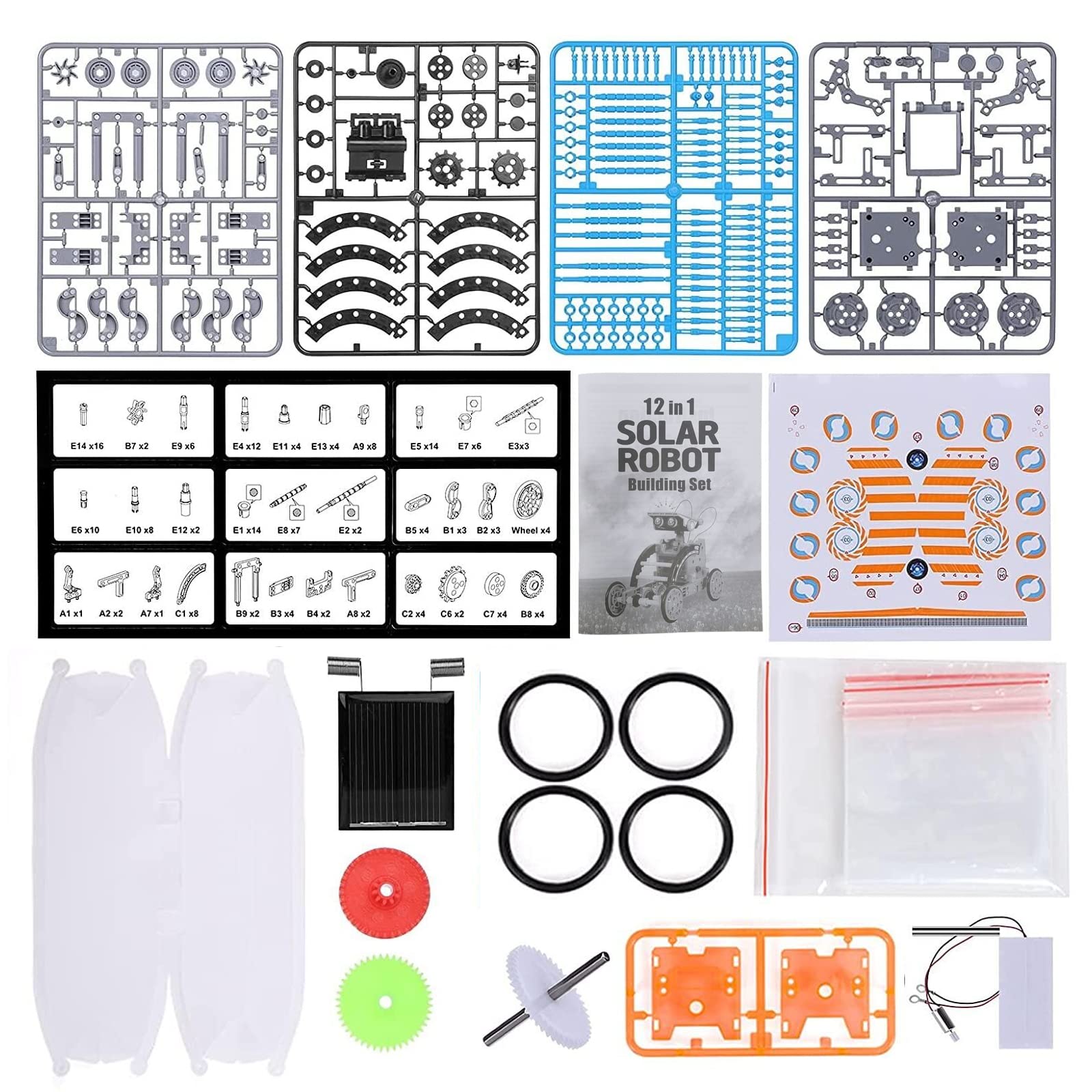 12-in-1 STEM Solar Robot Kit Solar Powered Robotics Science Engineering Building Projects Educational Toys for Kids Boys 8 9 10 11 12+ Years Old