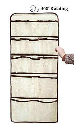 Double Sided 30 Pockets Hanging Underwear OrganizerĀ for Underwear, Stocking, Toiletries Accessories, Bra, Sock, Mesh Pockets & Rotating Metal Hanger