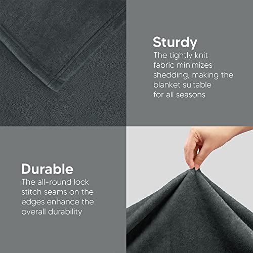 Utopia Bedding Fleece Blanket King Size Grey 300GSM Luxury Bed Blanket Anti-Static Fuzzy Soft Blanket Microfiber (90x102 Inches)