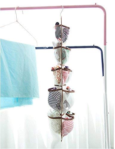 Double Sided 30 Pockets Hanging Underwear OrganizerĀ for Underwear, Stocking, Toiletries Accessories, Bra, Sock, Mesh Pockets & Rotating Metal Hanger