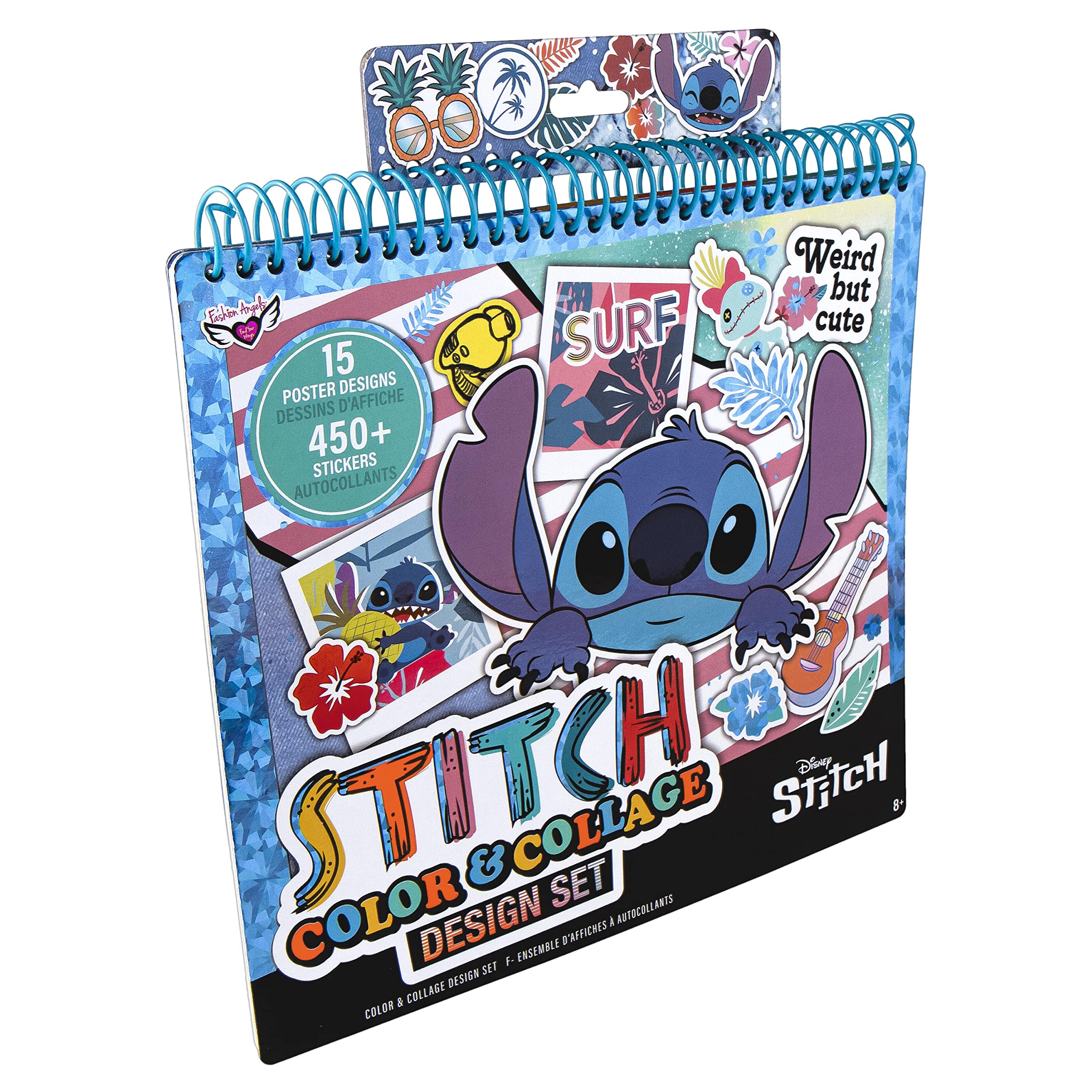 Fashion Angels Disney Stitch Color & Collage Design Set - 15 Colorable Lilo and Stitch Posters - Add Your Own Designs with 7 Included Sticker Sheets - Ages 8 and Up