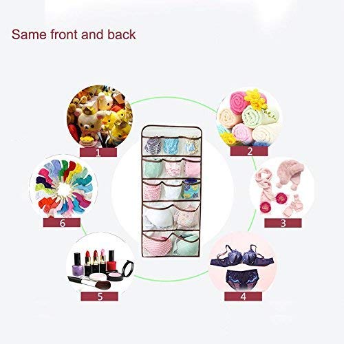 Double Sided 30 Pockets Hanging Underwear OrganizerĀ for Underwear, Stocking, Toiletries Accessories, Bra, Sock, Mesh Pockets & Rotating Metal Hanger