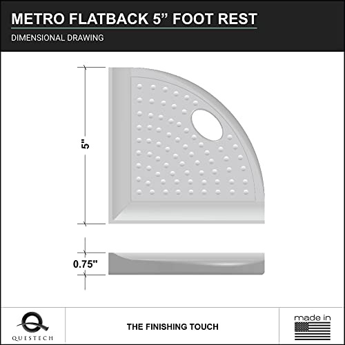 Questech Décor 8 Inch Corner Shower Shelf and 5 Inch Shower Caddy Foot Rest, Metro Flatback Wall Mounted Bathroom Shower Organizer, Gray Matte