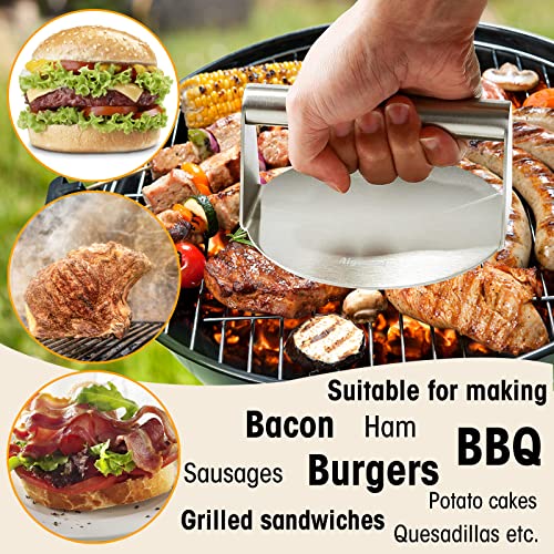 Aigrettei Burger Press - Stainless Steel Burger Smasher Tool - Smooth & Non-Stick Surface -Round Utensil for Grilling Meat Patty, Steak, Hot Dog, Grill Flattener for Steaks, Panini, Sandwich, 5.5x5.5