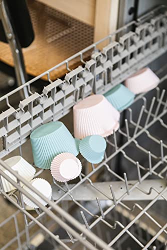 The Silicone Kitchen Reusable Silicone Baking Cups Silicone Muffin Liners for Cupcakes - BPA Free (24 Pack, Mini, Pink Gray Blue)
