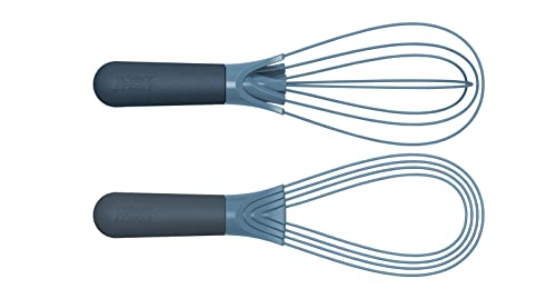 Joseph Joseph 981000 Twist Whisk 2-In-1 Collapsible Balloon and Flat Whisk Silicone Coated Steel Wire, Sky