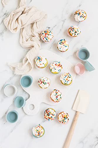 The Silicone Kitchen Reusable Silicone Baking Cups Silicone Muffin Liners for Cupcakes - BPA Free (24 Pack, Mini, Pink Gray Blue)