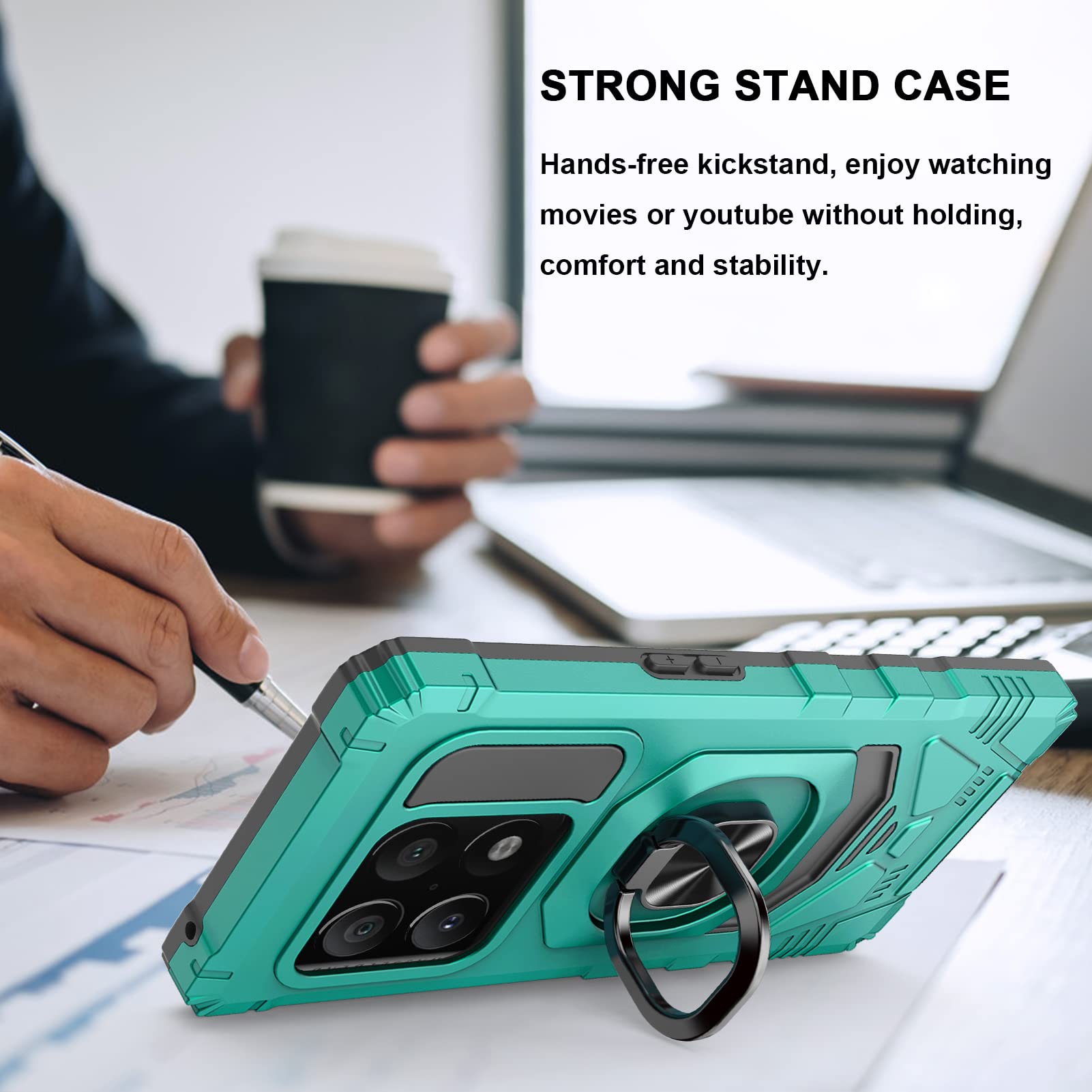 Ailiber Compatible with OnePlus 10 Pro Case, 1+ 10 Pro Case with Screen Protector, Ring Kickstand for Magnetic Car Mount, Heavy Duty Shockproof Protective Rugged Phone Cover for One Plus 10 Pro-Green