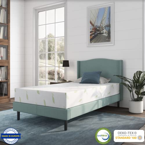 NapQueen Anula, Twin-XL 6'' Green Tea Memory Foam Mattress, Bed in a Box