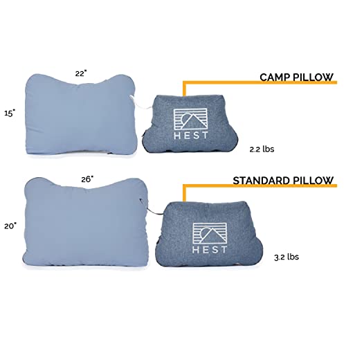HEST Dually Wide and Standard Pillow Bundle - Standard Pillow, Packable Travel Pillow, 20" L x 26" W - Dually Wide Mattress, Sleeps Two, 72" L x 60" W