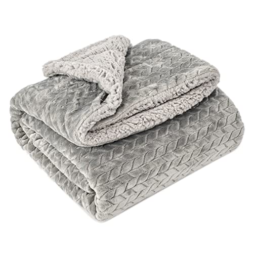 Fuzzy Blanket or Fluffy Blanket for Baby Girl or boy, Soft Warm Cozy Coral Fleece Toddler, Infant or Newborn Receiving Blanket for Crib, Stroller, Travel, Outdoor (24" x 32", MD-Light Grey)