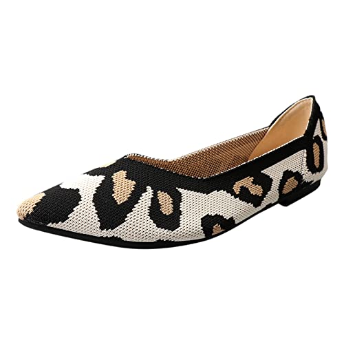 Women Flying Knitted Single Shoes Doudou Boat Shoes Comfortable Soft Bottom Flat Casual Shoes Business Casual Shoe (Beige, 9)