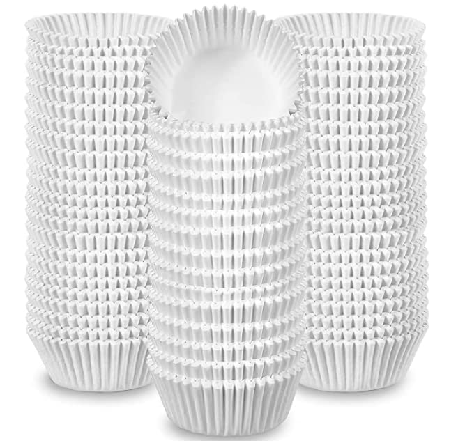 100 Jumbo Cupcake Muffin Liners 2 1/4" X 1 7/8" | Large Tall White Fluted Baking Cups Cupcake Liners