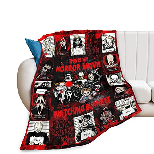 Super Soft Horror Movie Watching Blanket 50"x60" Halloween Christmas Throw Blanket Warm Lightweight Cozy Flannel Blankets for Bed Sofa Living Room