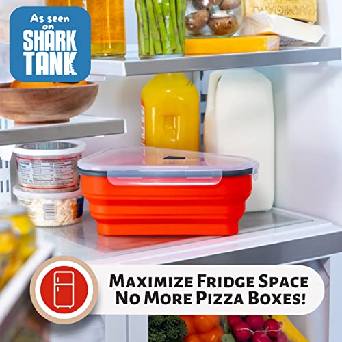 The Perfect Pizza Pack™ - Reusable Pizza Storage Container with 5 Microwavable Serving Trays - BPA-Free Adjustable Pizza Slice Container to Organize & Save Space, Red