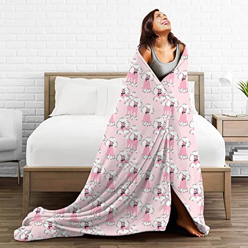 Pink Poodle Dog Cute Art Full Fleece Throw Cloak Wearable Blanket Flannel Fluffy Comforter Quilt Nursery Bedroom Bedding King Size Plush Soft Cozy Air Conditioner Blanket