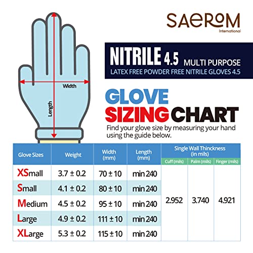 Nitrile 4.5 Gloves, Size XS, 100 Glove Pack, Latex Free, Powder Free, Blue Textured Gloves, Ambidextrous Heavy Duty Rubber Gloves with Beaded Cuffs, Single Use