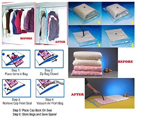 13 Quantity: 12 Large Size 28''x20'' New Improved Vacuum Storage Bags / Space Saver Compressed Bag with 1 TSA Carry-On Travel Pouch Bag