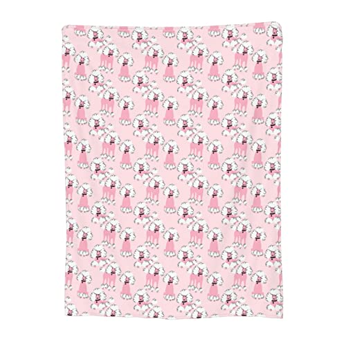 Pink Poodle Dog Cute Art Full Fleece Throw Cloak Wearable Blanket Flannel Fluffy Comforter Quilt Nursery Bedroom Bedding King Size Plush Soft Cozy Air Conditioner Blanket