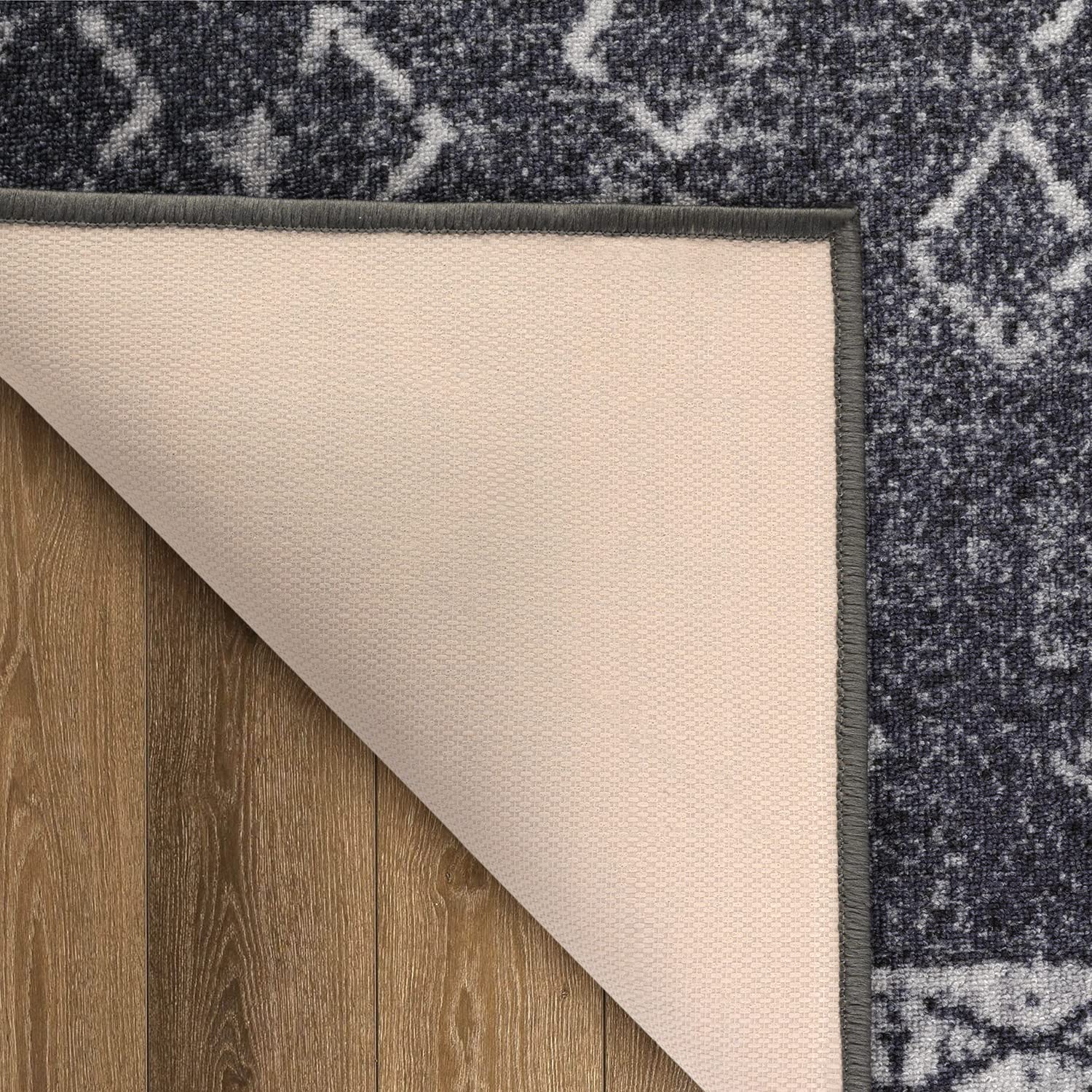 Antep Rugs Alfombras Non-Skid (Non-Slip) 8x10 Rubber Back Bohemian Distressed Moroccan Boho Low Pile Profile Indoor Area Rug (Charcoal Gray, 7'10" x 10')