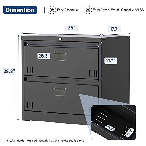 kingwolfox Lateral File Cabinet with Lock, Metal Lateral Filing Cabinet for Home Office, Metal Horizontal File Cabinet with Card Slot Large Storage Space