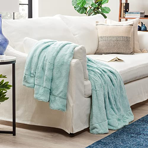 Chanasya Fuzzy Faux Fur Soft Wave Embossed Throw Blanket - Cozy and Warm Lightweight Reversible Sherpa for Couch, Home, Living Room, and Bedroom Décor (50x65 Inches) Turquoise