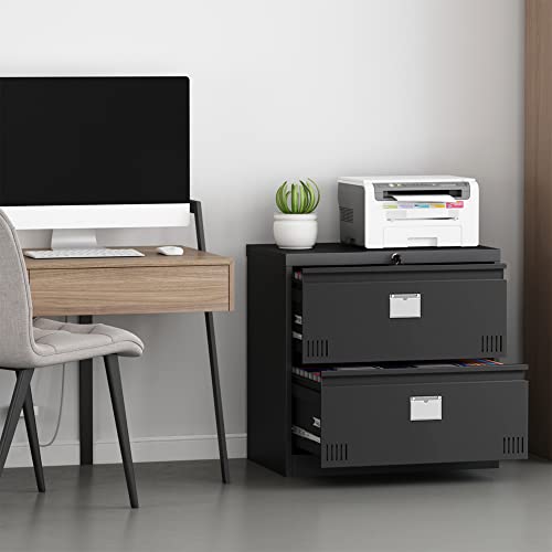 kingwolfox Lateral File Cabinet with Lock, Metal Lateral Filing Cabinet for Home Office, Metal Horizontal File Cabinet with Card Slot Large Storage Space