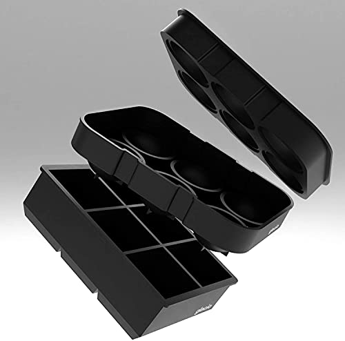 Glacio Premium Silicone Ice Tray Set - 2-in-1 Combo with Large 2" Square Cubes & Sphere Ball Mold - Ideal for Whiskey, Cocktails, and Beverages - Easy Release & BPA-Free