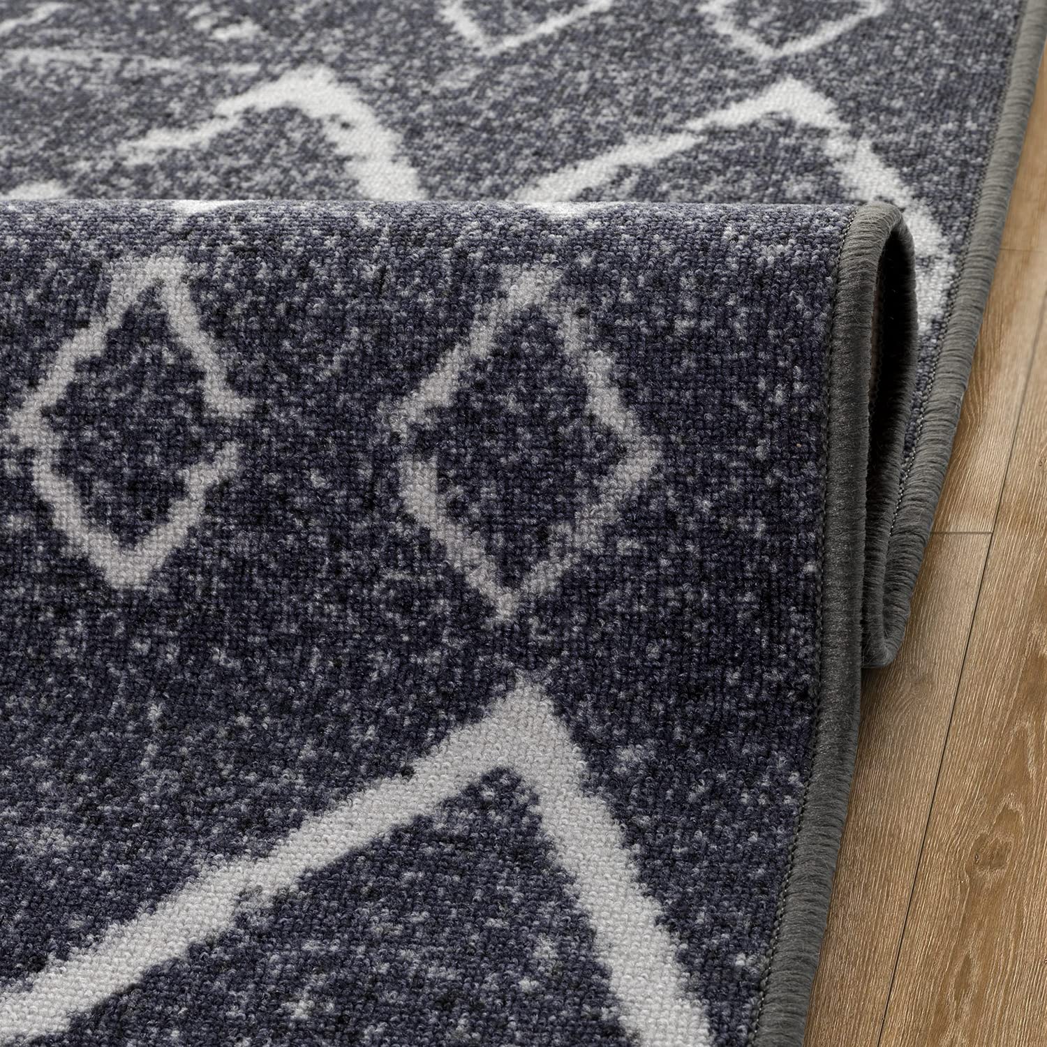 Antep Rugs Alfombras Non-Skid (Non-Slip) 8x10 Rubber Back Bohemian Distressed Moroccan Boho Low Pile Profile Indoor Area Rug (Charcoal Gray, 7'10" x 10')