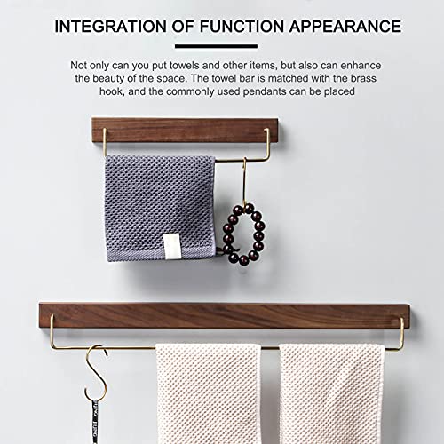 Wall-Mounted Towel Rack, Towel Bar Punch-Free Bathroom Shelf Solid Wood Retro Towel Bar, for Bathroom Bedroom