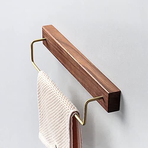 Wall-Mounted Towel Rack, Towel Bar Punch-Free Bathroom Shelf Solid Wood Retro Towel Bar, for Bathroom Bedroom